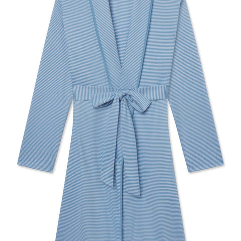 LAKE | Women | Pima Cotton Pajamas | Serene Blue Stripe Pima Robe